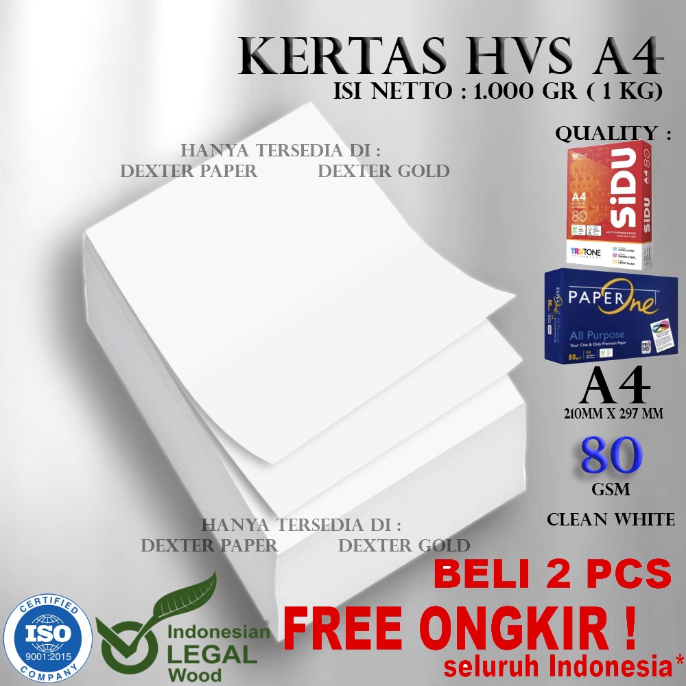 Jual KERTAS A4 80GR / KERTAS HVS A4 80GSM ISI NETTO 1KG (1000 GRAM) | Shopee Indonesia