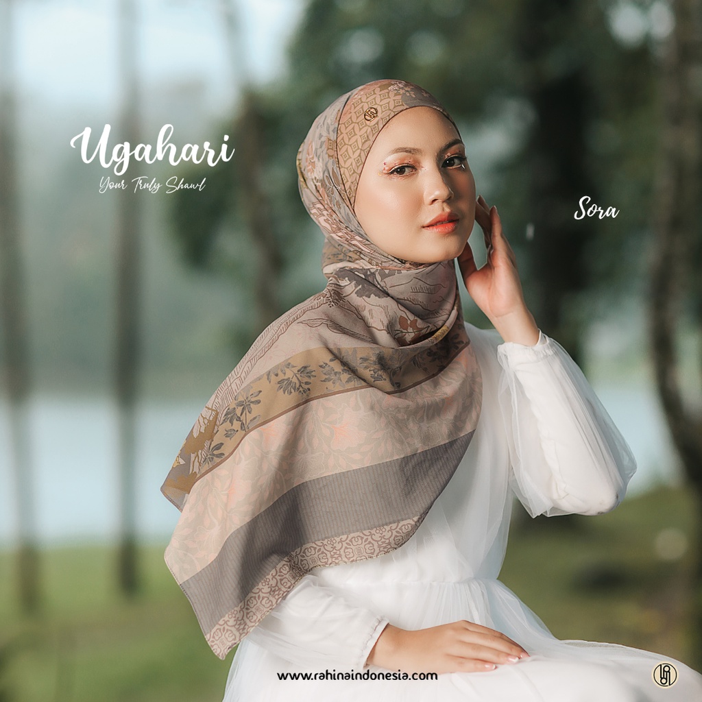 Jual Rahina Indonesia I Ugahari Pashmina Series I Hijab Printing Premium Motif Bunga Instan ...