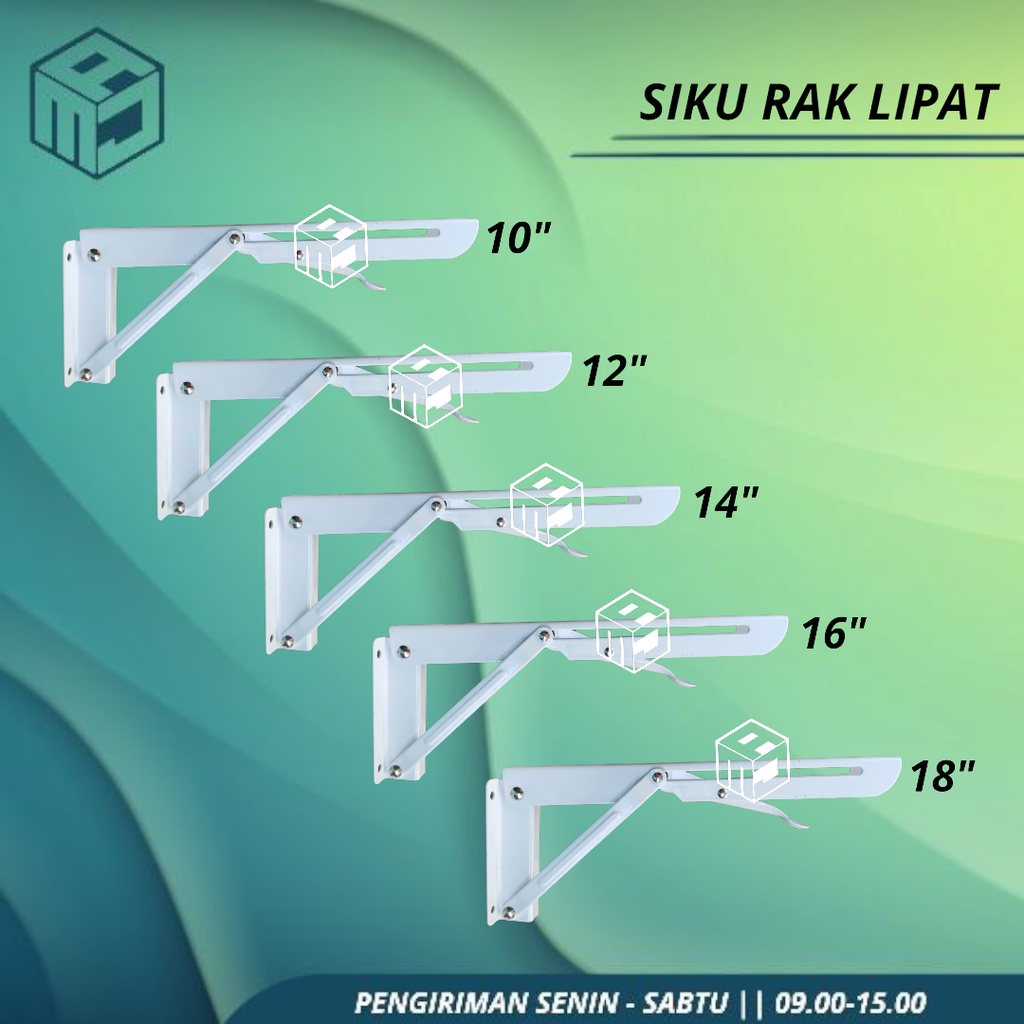 Jual SIKU RAK LIPAT / FOLDING BRACKET TERLENGKAP 10” 12” 14" 18” PER ...