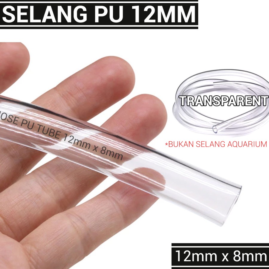 Jual selang PU 12mm 12 mm x 8 mm warna bening transparan dan hitam | Shopee Indonesia