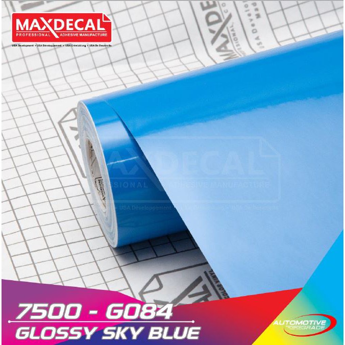 Jual Maxdecal 7500 G084 Glossy Sky Blue, Color Vinyl Series Sticker, Roll 45cm x 15m | Shopee ...