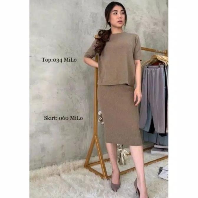 Jual MIDI DRESS set knit formal dress (atasan dan rok) | Shopee Indonesia