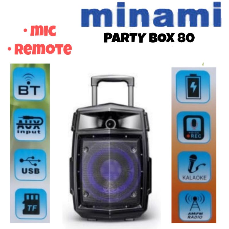 Jual MINAMI SPEAKER TROLEY 8 INCH PARTYBOX 80 | Shopee Indonesia