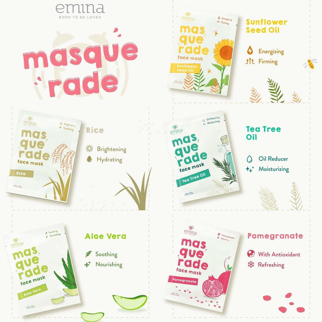 Jual EMINA Masquerade Face Sheet Mask 23g Capsule Treat Mask Masker ...