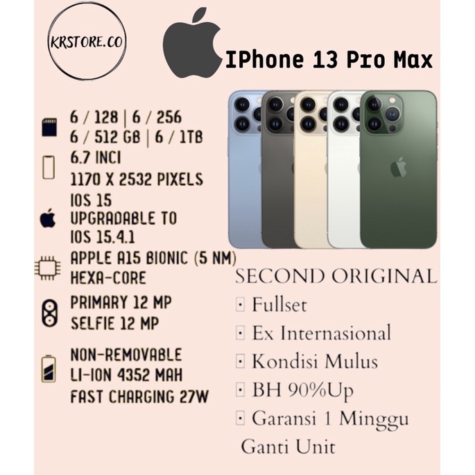 Jual iPhone 13 Pro Max 512GB & 256GB & 128GB Fullset Second Mulus Original | Shopee Indonesia