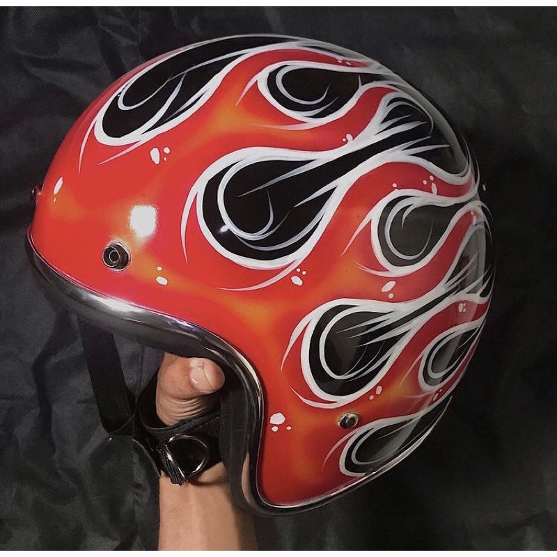 Jual Helm Custom Riot Flame Vol.2 - Halface -Helm Chopper Bobber ...