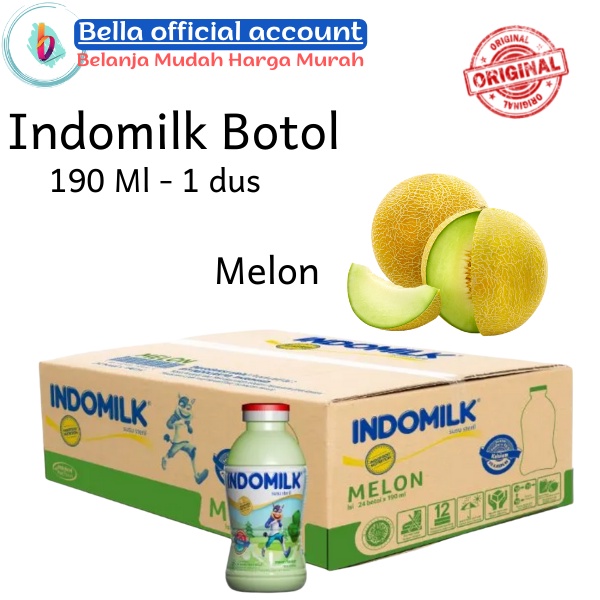 Jual Susu Botol Indomilk rasa Strawberry / Melon / coklat 24 pcs / 190 mL - Strawberi | Shopee ...