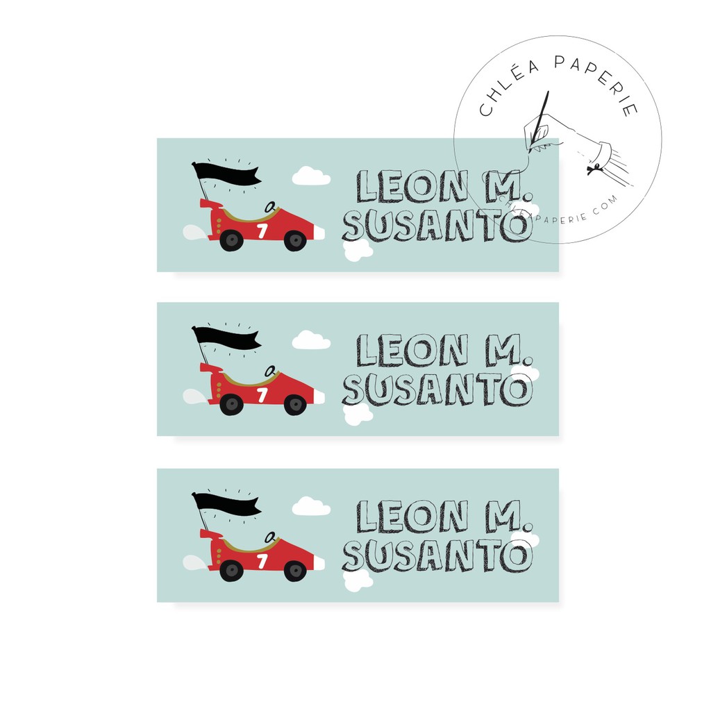 Jual Name Label Sticker / Race Car Red / 100 Pieces / Stiker Nama ...