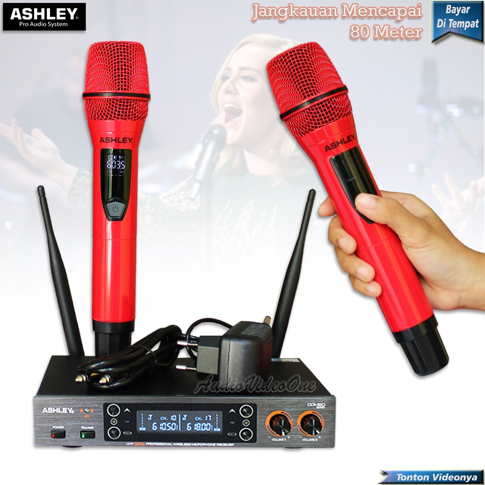 Jual Mic Wireless Ashley Combo Series 2 Handle Microphone Vokal Mik ...