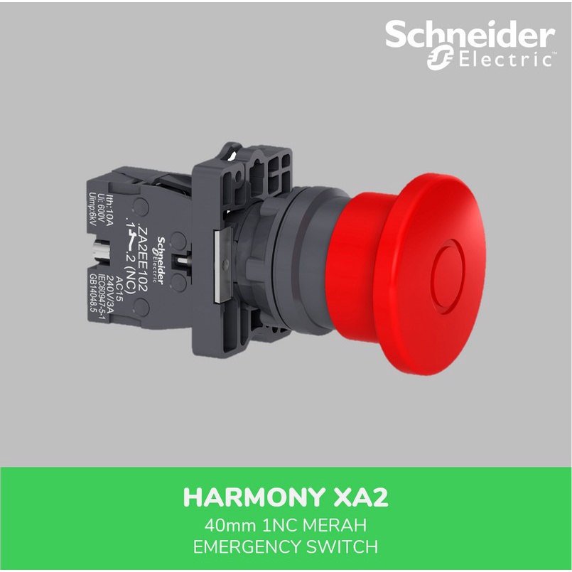 Jual SCHNEIDER Electric Emergency Switch 40mm 1NC Merah XA2ES542 ...