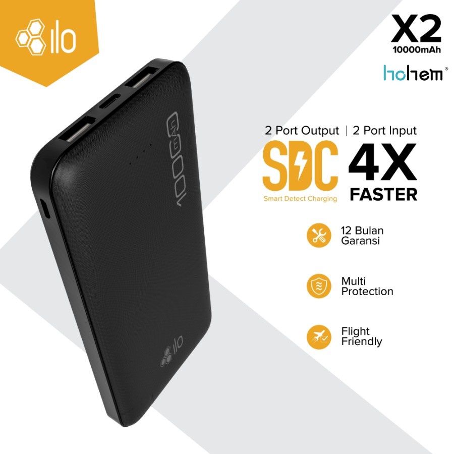 Jual Hippo ILO Powerbank X2 10000mAh 2.4A Dual USB Output Quick Charge ...
