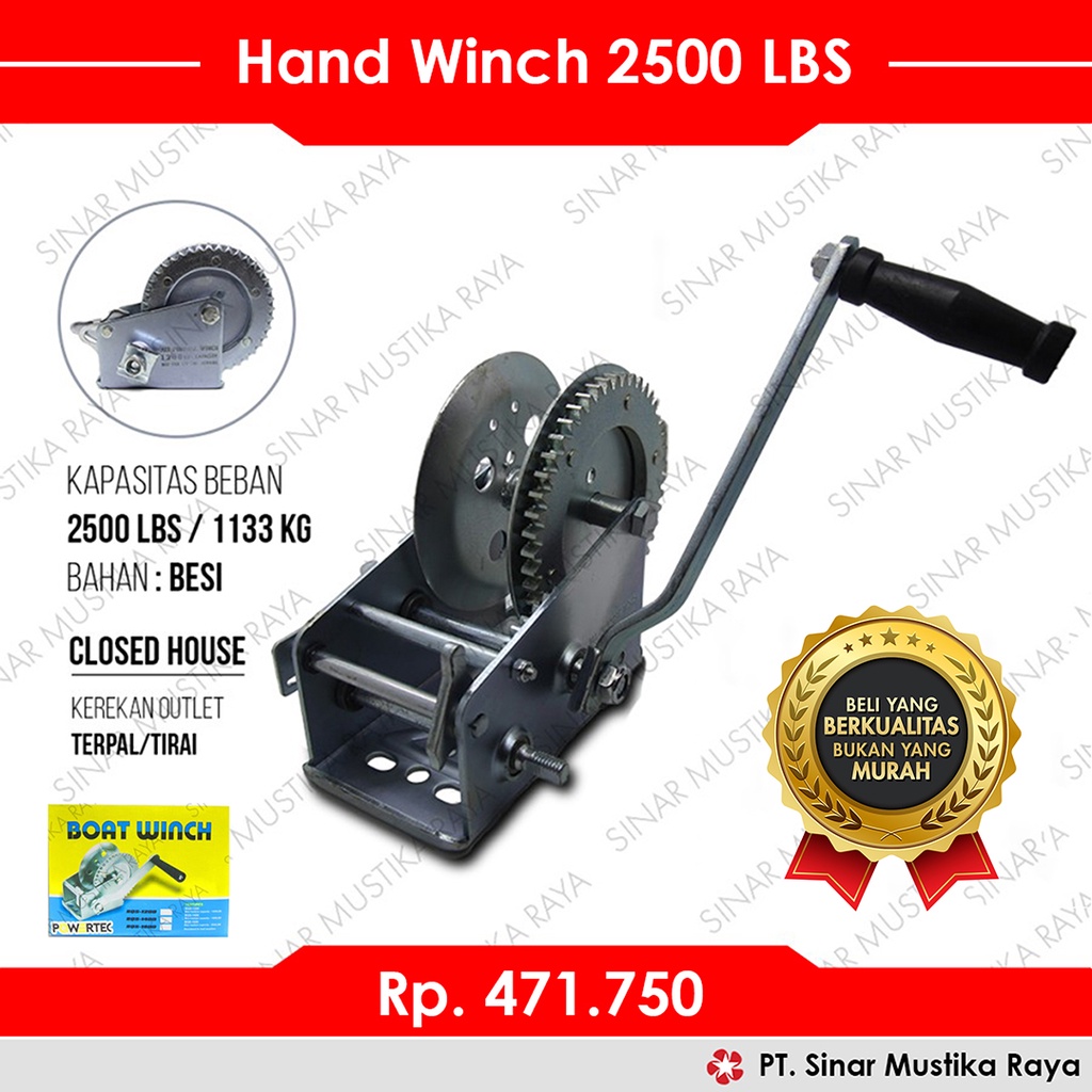 Jual Hand Winch Boat Winch Katrol Kerekan Manual 2500 LBS / 1100 kg ...