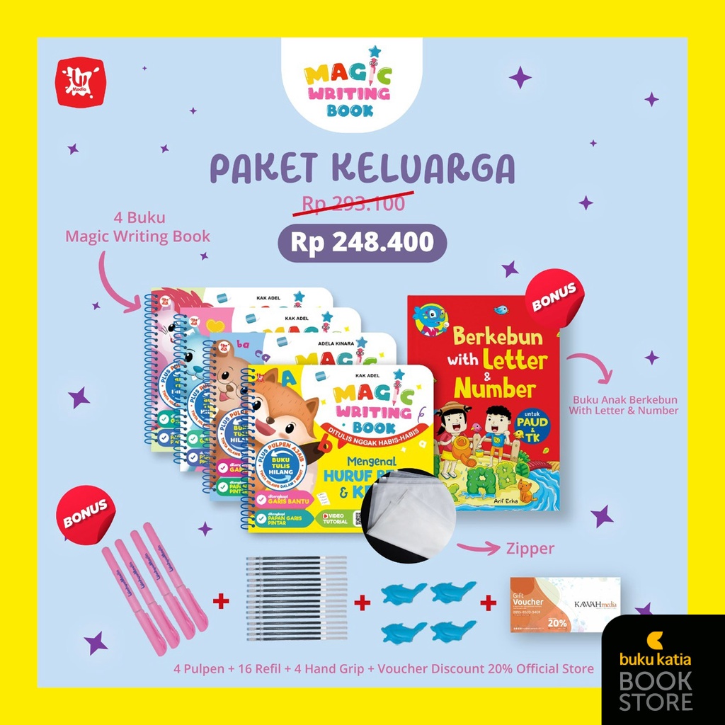 Jual MAGIC WRITING BOOK; MENGENAL HURUF DAN KOSAKATA; MENGENAL GARIS ...