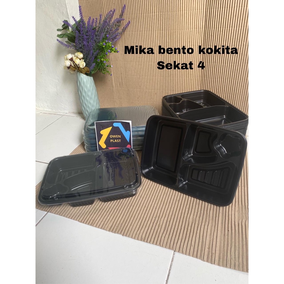 Jual MIKA BENTO/TRAY BENTO/BOX BENTO SEKAT 4 HITAM KOKITA ISI 25 SET ...