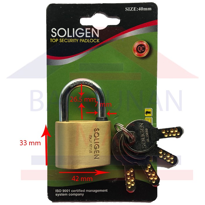 Jual Gembok Soligen Per 40 mm Pendek Kuningan Computer Key Gembok ...