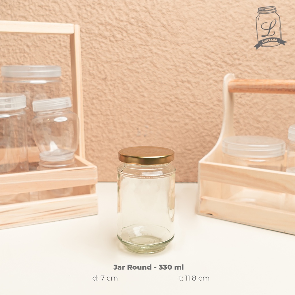 Jual Jar Round - 330 ml / botol kaca 330ml mpasi bumbu sambal selai ...