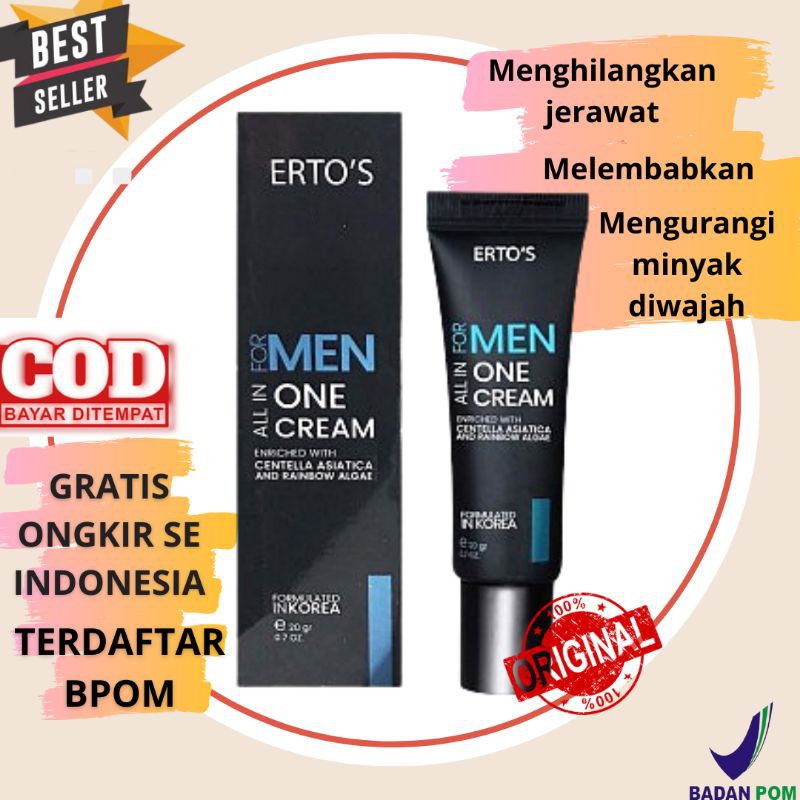 Jual Ertos Cream Wajah Pria For Men All in One Cream 20 gr | Shopee Indonesia