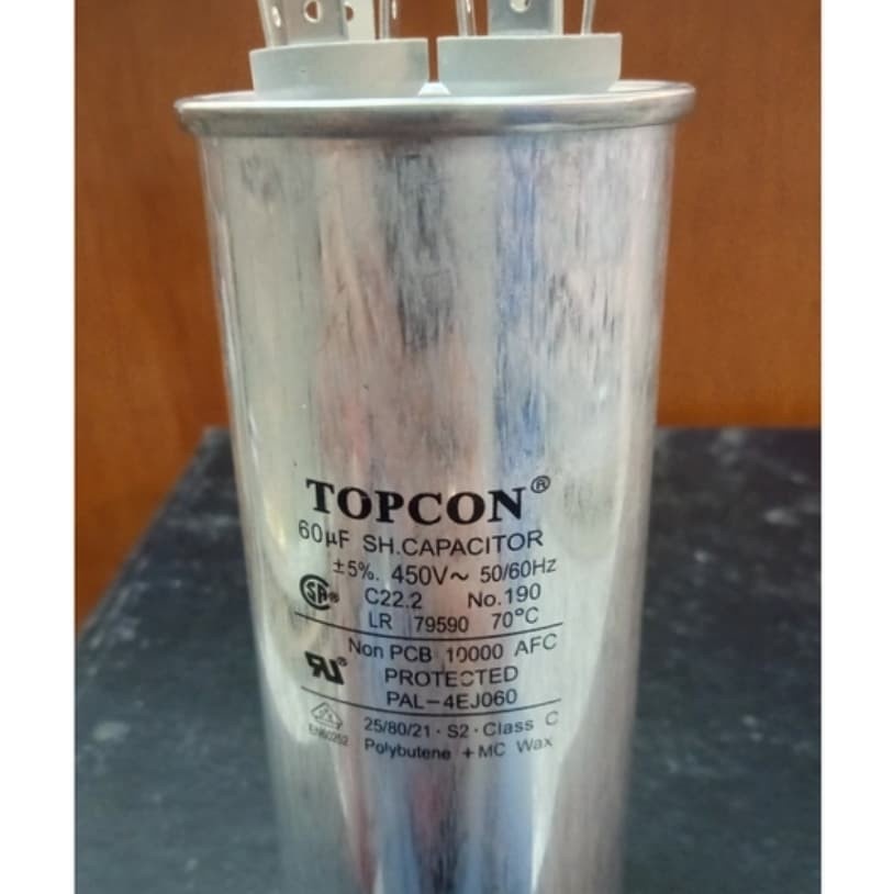 Jual kapasitor capacitor ac 60 uf 450 vac topcon 60uf 450v 400v running | Shopee Indonesia