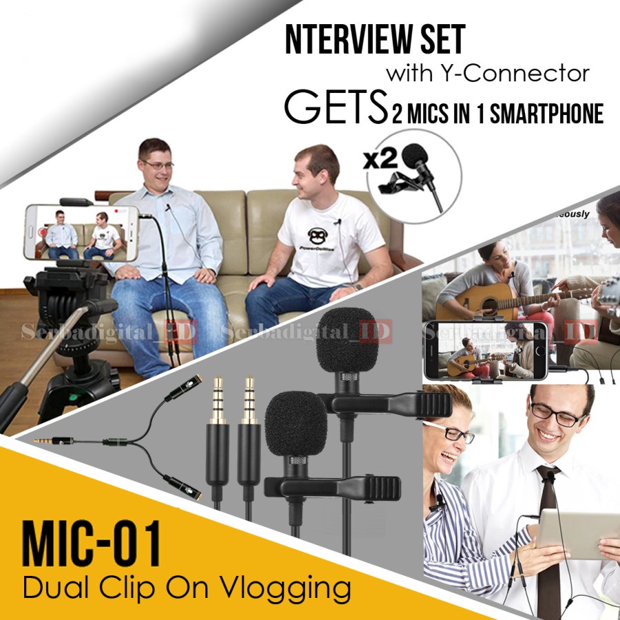 Jual Costa Mic 01Dm Dual Clip On Vlogging Smartphone Dual in 1 ...