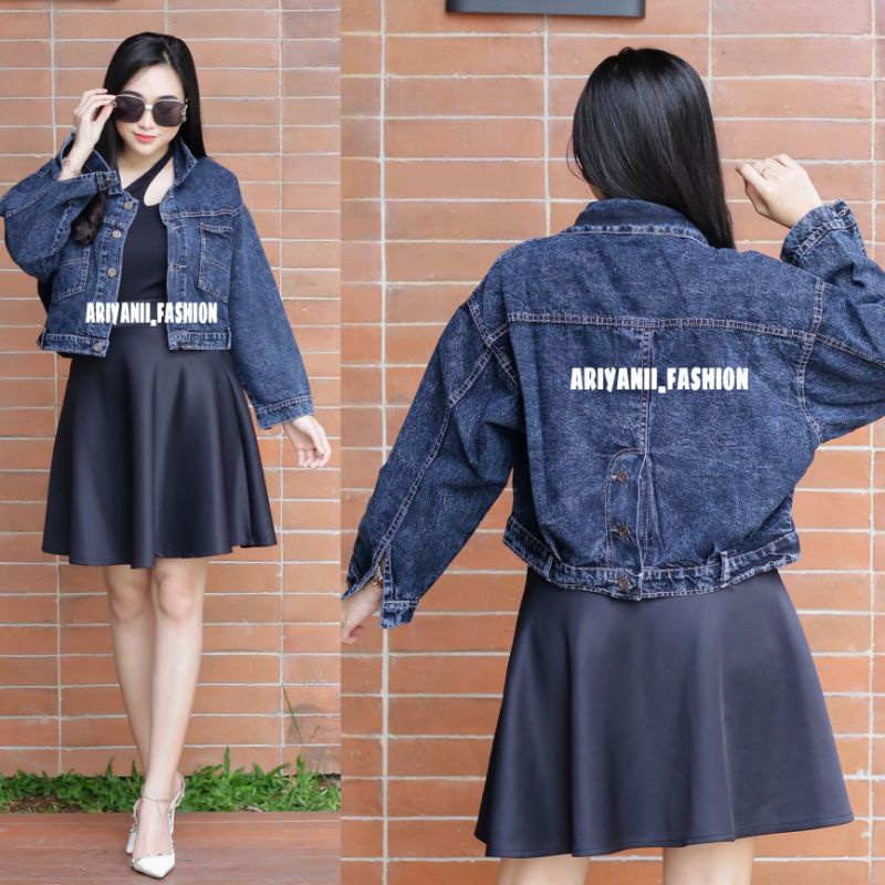Jual ARN - JAKET JEANS WANITA NAYRA CROP JAKET DENIM OVERSIZE MODEL ZARA BARU MURAH KEKINIAN ...