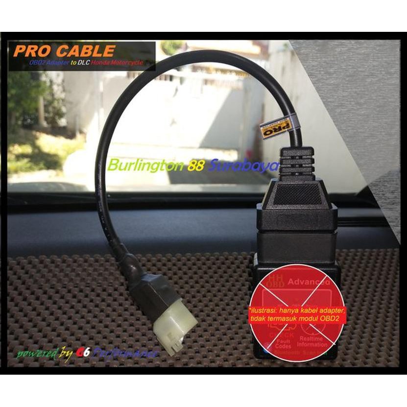Jual adapter kabel obd2 dlc motor honda ecu socket 16 pin to 4 pin dlc ...
