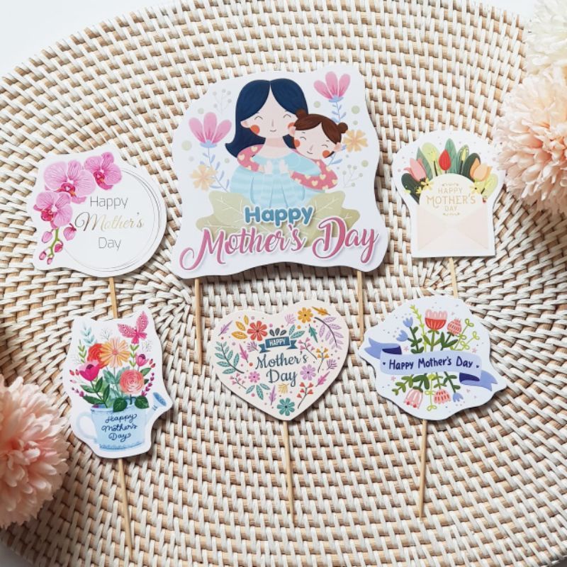 Jual topper toper hiasan kue cake nasi tumpeng tema happy mother ...
