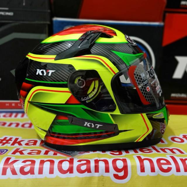 Jual KYT K2R CARBON YELOW GREEN RED HELM FULL FACE DOBEL VISOR | Shopee ...