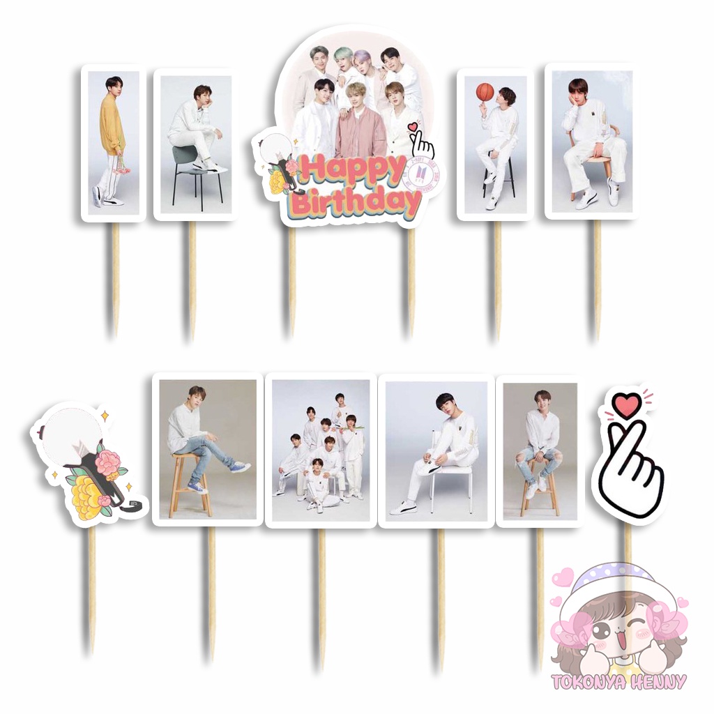 Jual Topper Cake Hiasan Kue Ulang Tahun motif KPOP BOYBAND BTS SET 2 ...