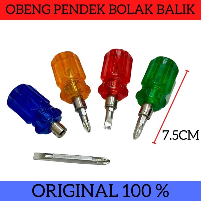 Jual Obeng Pendek 2 Way Bolak Balik Plus Minus Bantet Model Minus Plus ...