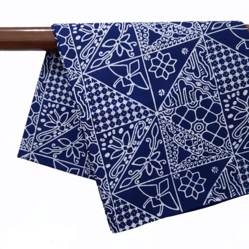 Jual kain batik cap katun sewarna navi motif tambal | Shopee Indonesia