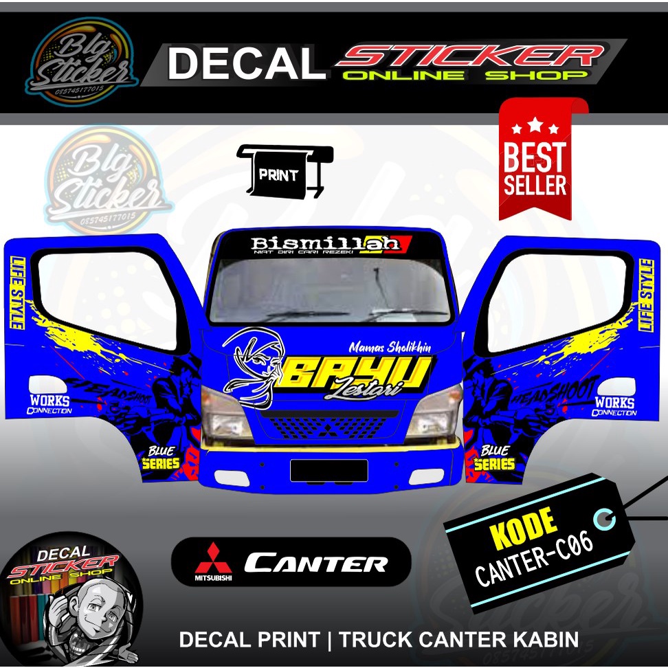 Jual STIKER MOBIL TRUCK CANTER STICKER DECAL PRINT FULL KABIN VARIASI ...