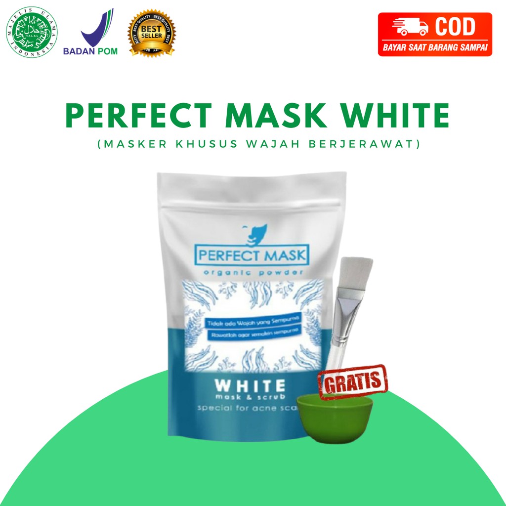 Jual (SIAP KIRIM) PERFECT MASK WHITE ~ Masker Wajah Jerawat Herbal 100% ...