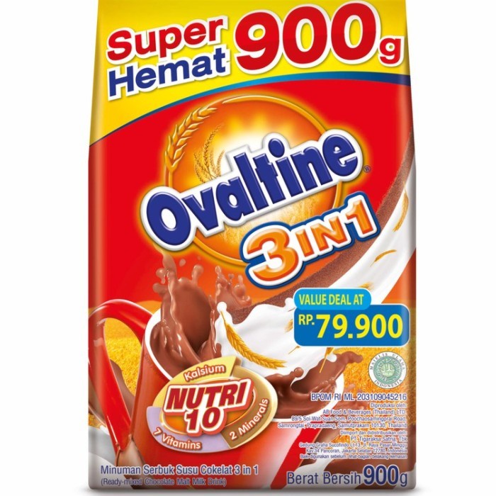 Jual OVALTINE 3 IN 1 CHOCOLATE MALT MILK DRINK 900 GR | Shopee Indonesia