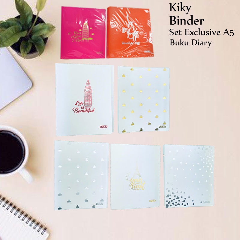 Jual Kiky / Binder Set Exclusive A5 / Buku Diary / Putih | Shopee Indonesia