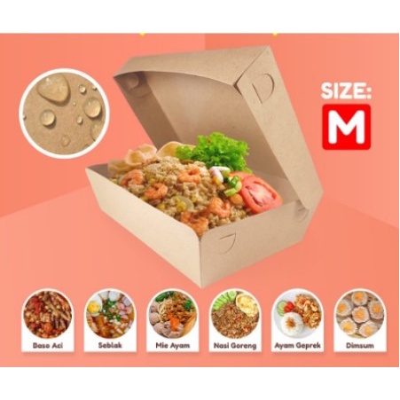 Jual Brown Paper Kraft Lunch Box Size M Lembaran / Lipatan - Lunch Box ...