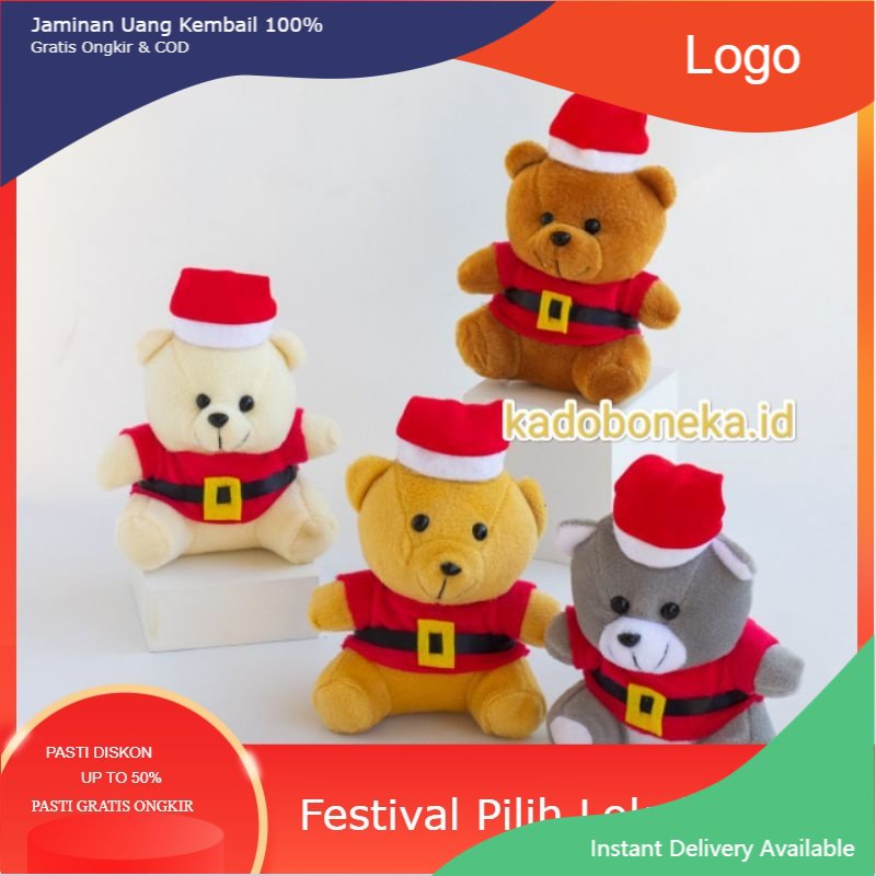 Jual boneka natal mini / boneka natal tedy bear / boneka merry chrismas ...