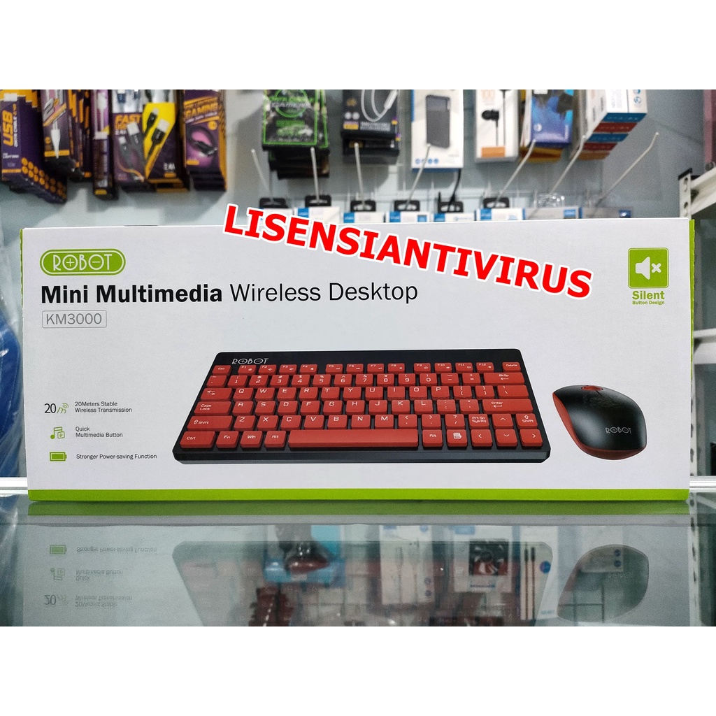 Jual Mouse Keyboard ROBOT KM3000 KM 3000 Portable Mini Wireless ...