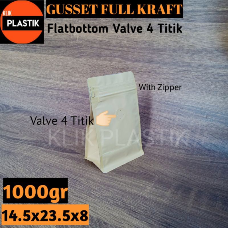 Jual FLATBOTTOM ECOPACK 1kg+Valve KPACK Kemasan kopi plastik klip ...