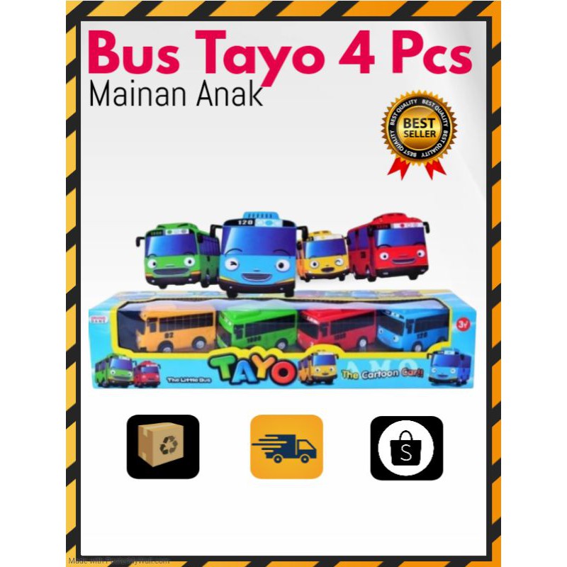Jual Mobil Tayo Bus Mainan Anak Laki Laki Bis Tayo Isi 4 PCS Warna ...