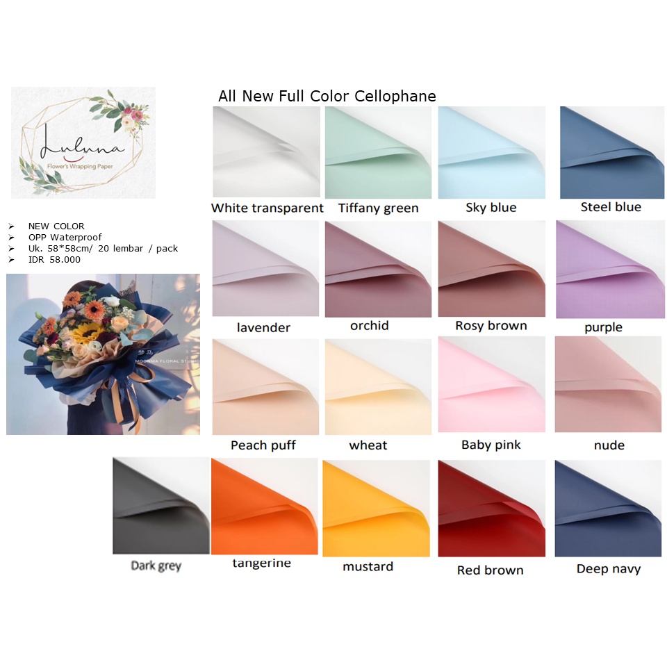 Jual Luluna / Kertas Bunga /20 Lembar All New Full Color Cello / kertas ...