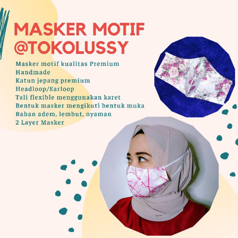 Jual MASKER KAIN MOTIF CANTIK, BISA BOLAK-BALIK, TALI KARET NYAMAN ...