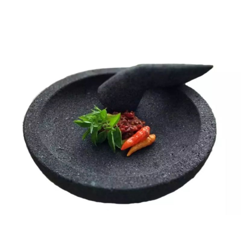 Jual 1 Set Cobek + Ulekan Coet Batu Gunung 100% Asli Ukuran 22,24,26 ...