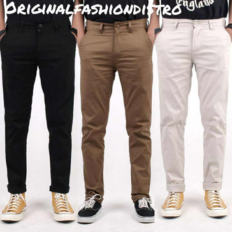 Jual CELANA PRIA CHINO Slim fit Panjang Kerja kantor Santai Liburan Cowok Gentleman Boy skinny ...