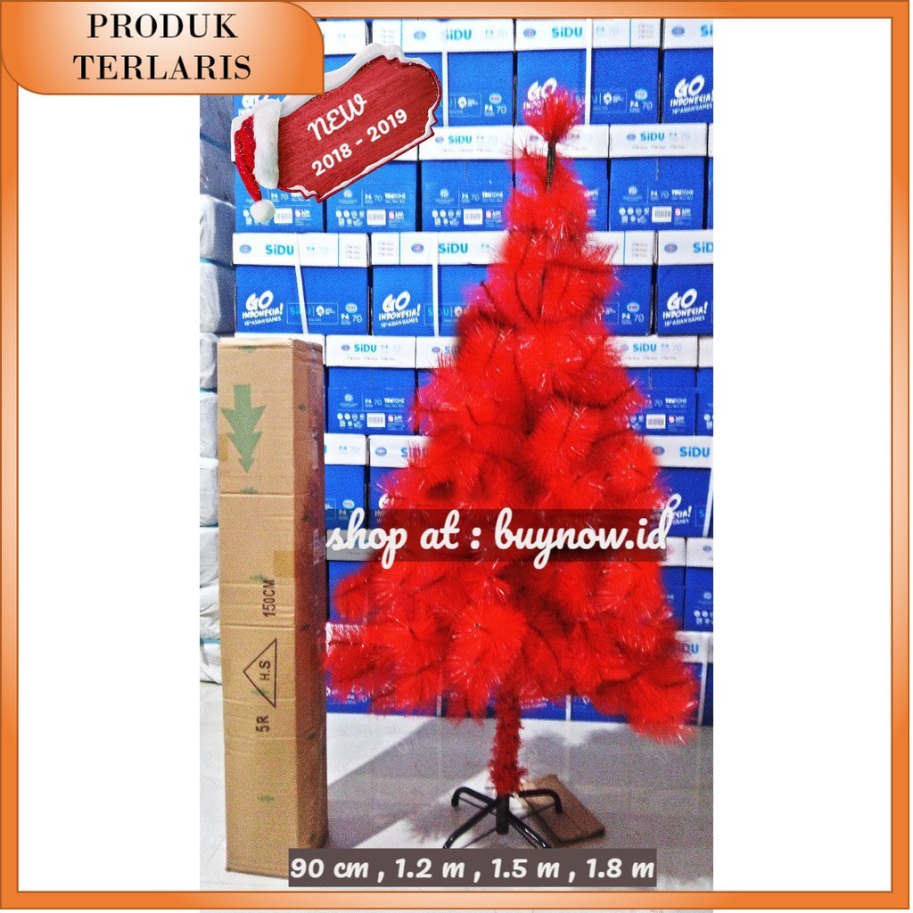 Jual Terlaris POHON NATAL MERAH RED 90 CM Kode 3R 3 FEET Pohon Terang ...