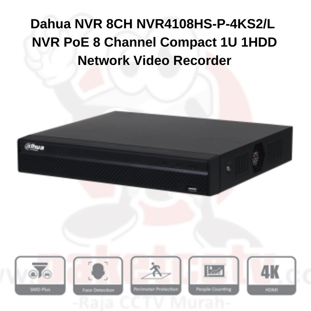 Jual Dahua NVR 8CH NVR4108HS-P-4KS2/L NVR PoE 8 Channel Compact 1U 1HDD Network Video Recorder ...