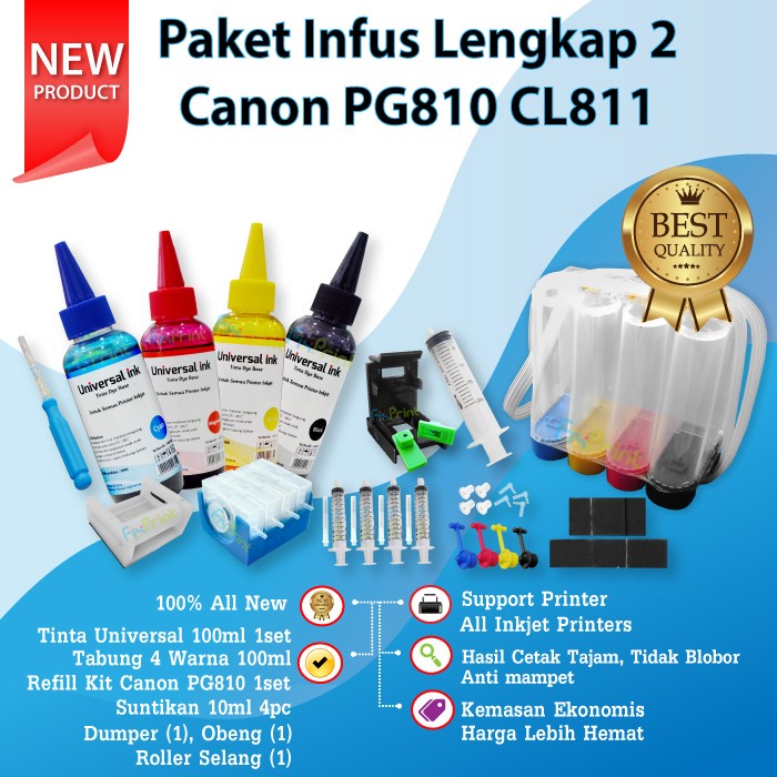 Jual Paket Lengkap Infus Printer Canon iP2770 MP258 MP287 MP237 TS307 ...