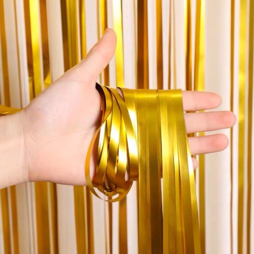 Jual Tirai Rumbai Tirai Foil Backdrop Warna Warni Tirai Ulang Tahun ...