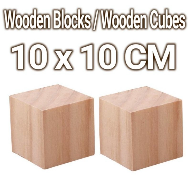 Jual Wooden block 10x10xcm Wood cube balok kayu kubus bahan craft ...