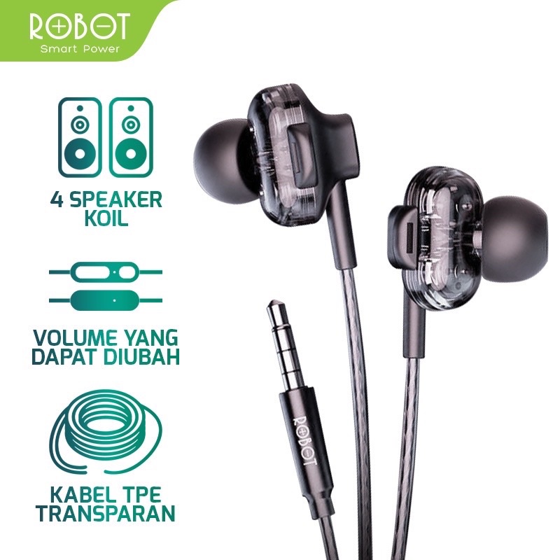 Jual ROBOT Headset Robot RE30 Wired Earphone Bass Android iPhone ...
