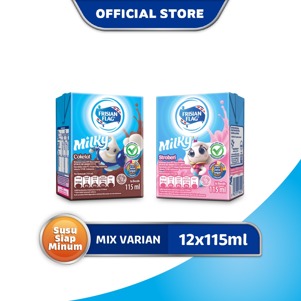 Jual Frisian Flag UHT Zuzhu Strawberry 6 x 115 mL + Frisian Flag UHT Zuzhu Cokelat 6 x 115 mL ...